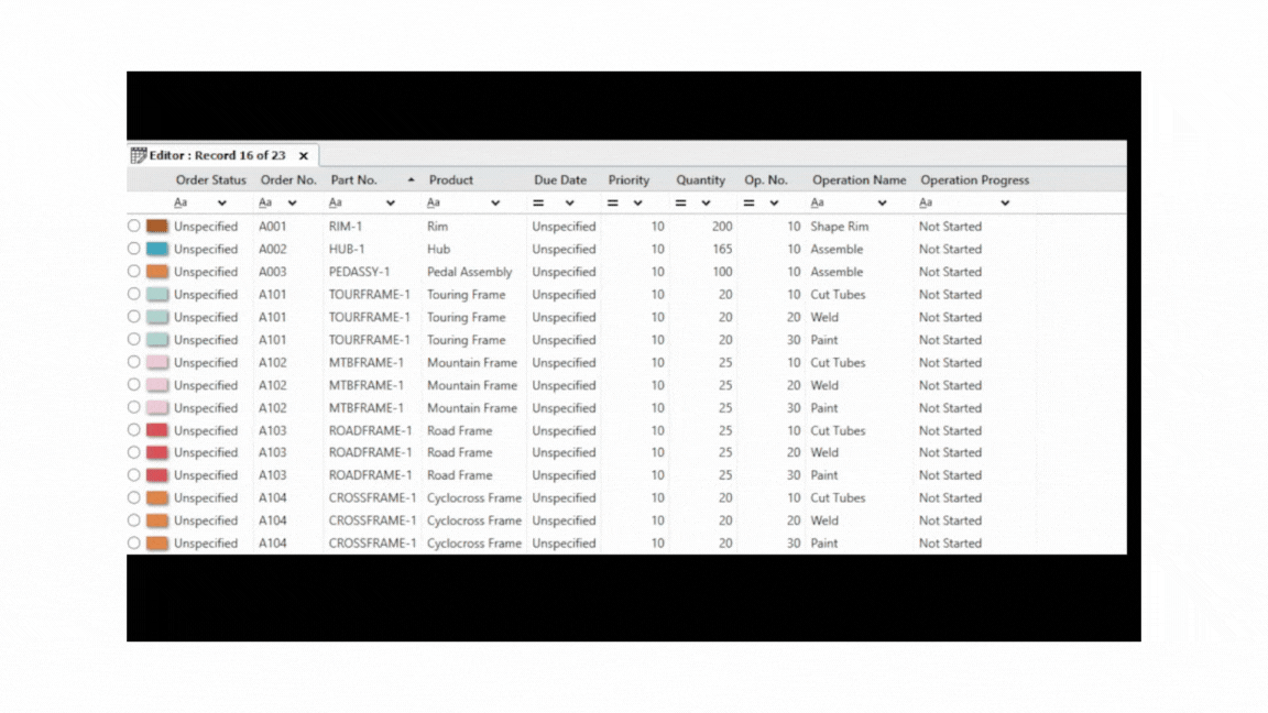 Editor Columns Cannot be Sorted.