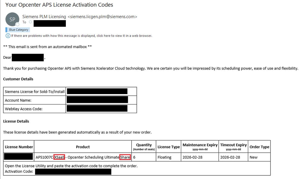 License Type is for Hybrid Siemens Xcelerator as a Service.