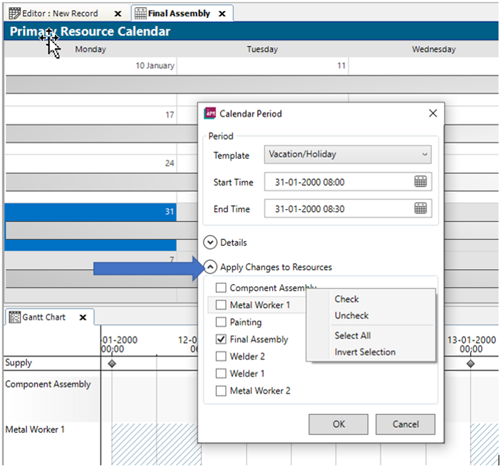 Calendar Exceptions to Multiple Resources?
